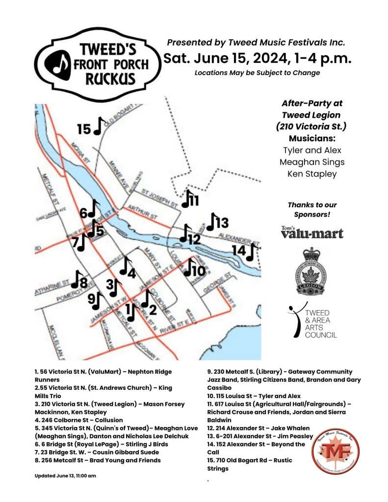 Tweed's Front Porch Ruckus June 15, 2024! - Tweed and Area Arts Council